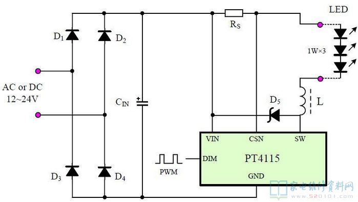 LED驱动器PT4115 - 家电维修资料网