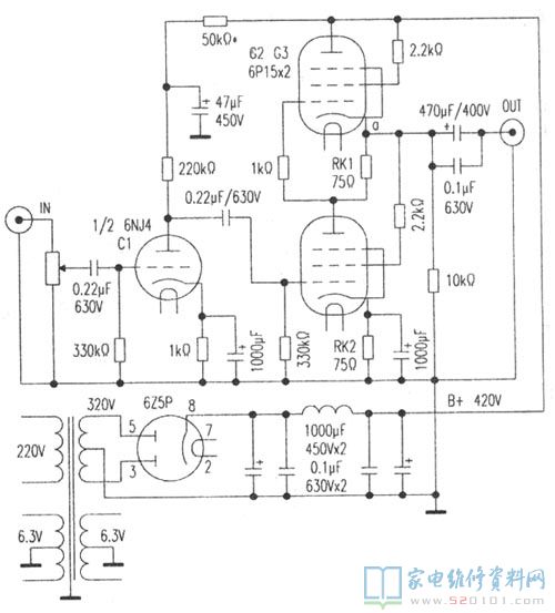 单端推挽HI-FI耳机放大器6P15 - 家电维修资料网