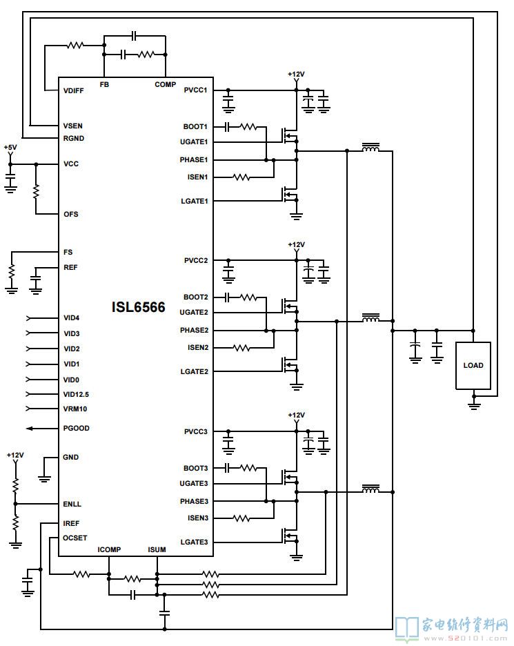 电源管理芯片ISL6566 - 家电维修资料网