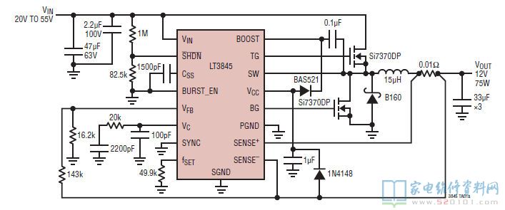 同步降压型DC/DC控制器LT3845 - 家电维修资料网