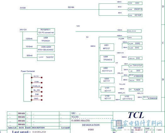 TCL L32E4500A-3D液晶电视（MS801机芯）电路原理图 - 家电维修资料网
