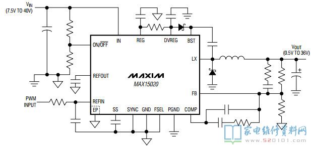 DC-DC开关稳压器MAX15020 - 家电维修资料网