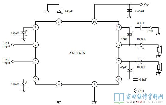 音频功率放大器AN7147N - 家电维修资料网