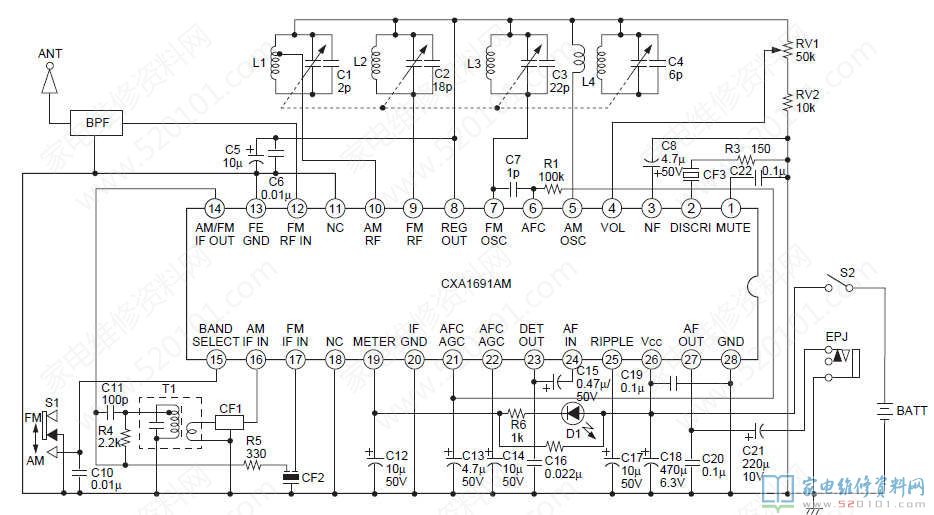 收音机芯片CXA1691AM - 家电维修资料网