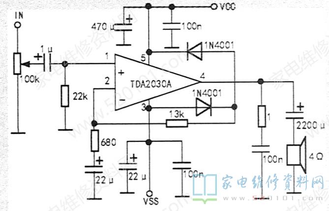 单声道音频功率放大器TDA2030A - 家电维修资料网