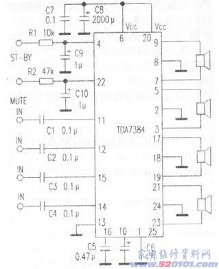 四声道功放TDA7384芯片（图） - 家电维修资料网