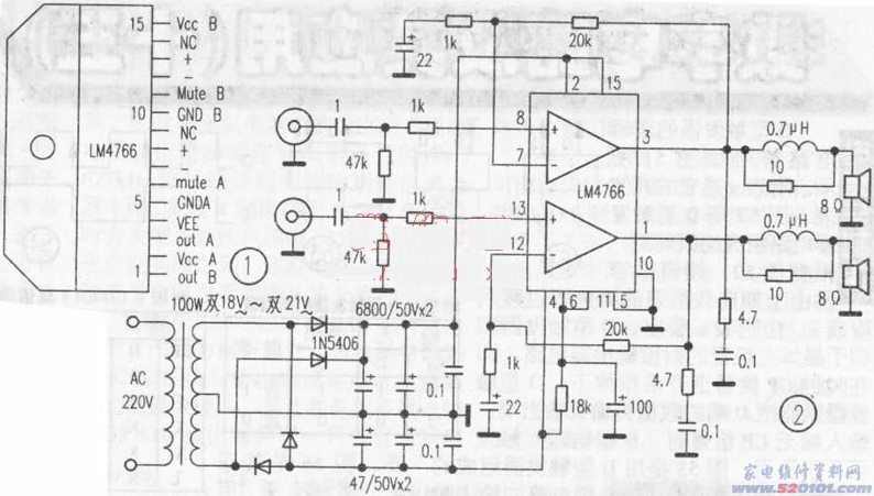 音色醇厚的40W×2集成功放LM4766（图） - 家电维修资料网
