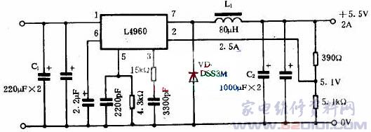 L4960降压变换电路 - 家电维修资料网