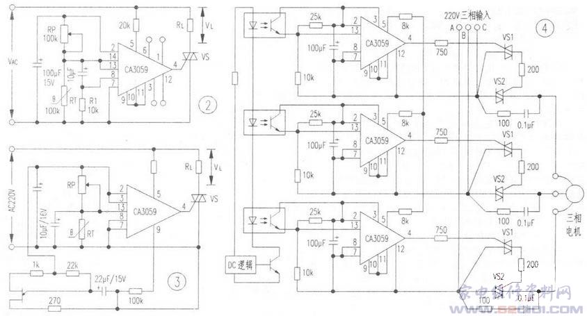 双向可控硅零电压开关控制器CA3059 - 家电维修资料网